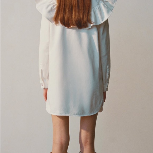 Zara | Dresses | Zara Denim White Ruffle Mini Dress Nwt | Poshmark